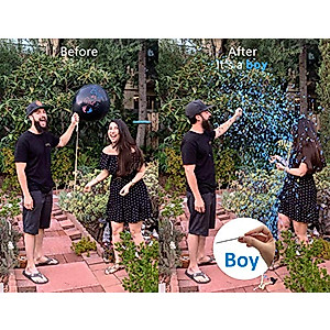 Jumbo Gender Reveal Confetti Balloons 2pcs 36" Black Boy or Girl Balloon Come with Blue Pink Confetti for Baby Gender Reveal Party Idea