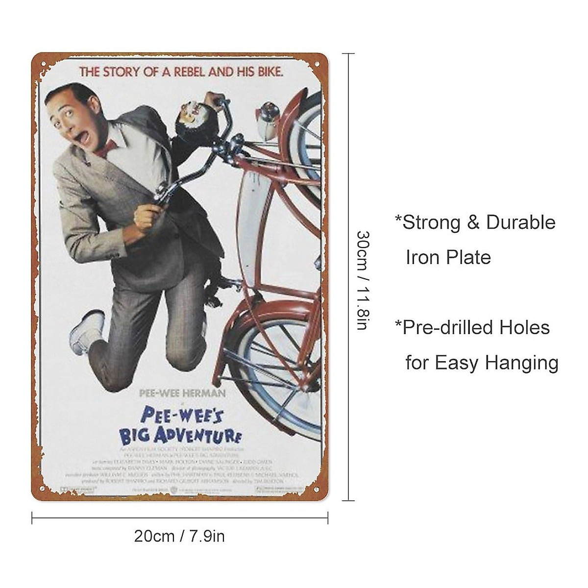 Pee-Wee's Big Adventure Tin Sign Retro Metal Movie Poster Art Wall Home Decor 8x12 Inches