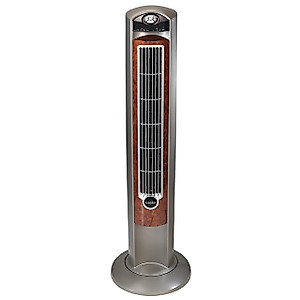 Lasko Wind Curve Portable Electric 42" Oscillating Tower Fan with Fresh Air Ionizer, Timer and Remote Control for Indoor, Bedroom and Home Office Use, Silverwood 2554