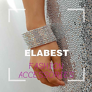 ELABEST Multi Row Crystal Bracelet Stretch Rhinestone Bling Hand Chain Bridal Ball Body Jewelry Accessories for Women (Colorful)