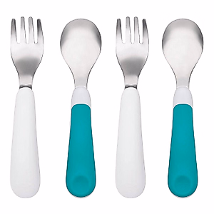 OXO Tot Training Fork and Spoon Set, Teal, 2-Pack