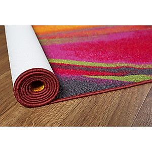 Rugshop Modern Contemporary Waves Non-Slip (Non-Skid) Area Rug 3'3" x 5' Multi