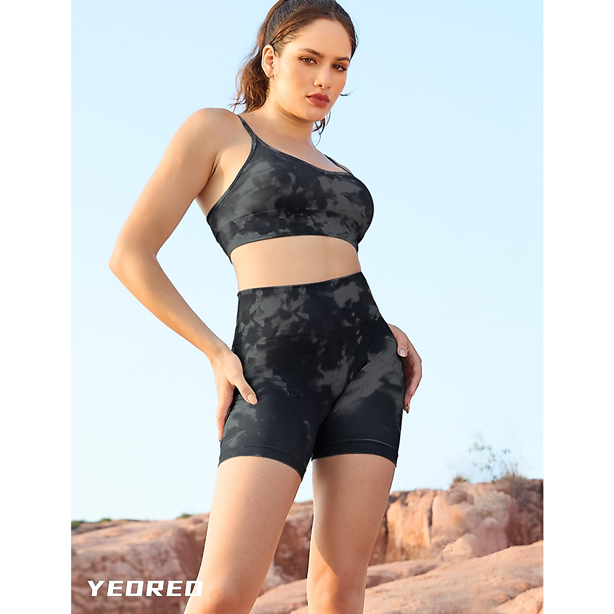 YEOREO Workout Shorts Scrunch Butt Jada Shorts Trainning 3.6" Shorts Black M