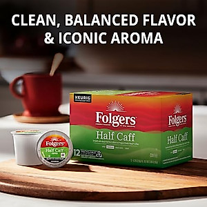 Folgers Half-Caff Medium Roast Coffee, 72 Keurig K-Cup Pods