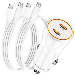 [Apple MFi Certified] iPhone Charger Fast Car Charging, MIRAREED 72W Dual USB-C Power PD Rapid Car Charger Adapter + 2Pack Type-C to Lightning Cable Quick Charge for iPhone 14/13/12/11/XS/XR/X/SE/iPad