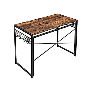 CZDYUF 39" Folding Computer Desk Writing Desk with 8 Hooks for Home Office Laptop