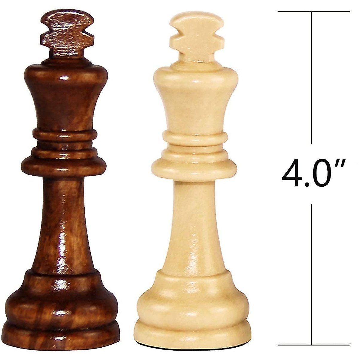 Wowwoody 4 King Height Wooden Chess Pieces (32+2 Extra Queens) Wooden Chess Pieces Tournament Staunton Wood Chessmen Pieces Only, Chess Game Pawns Figurine Pieces, Includes Storage Bag(11056)