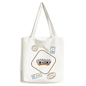 Lovely Face Festival Party Expression Stamp Shopping Ecofriendly Storage Canvas Tote Bag