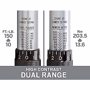 TEKTON 1/2 Inch Drive Micrometer Torque Wrench (10-150 ft.-lb.) | 24335