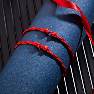 WILLBOND 6 Pieces Red Bracelet Red Cord Bracelet Adjustable Kabbalah Red Knot String Bracelet Amulet for Protection, Evil Eye and Good Luck (Classic Style)