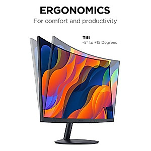 KOORUI 24-Inch Curved Computer Monitor- Full HD 1080P 60Hz Gaming Monitor 1800R LCD Monitor HDMI VGA, Tilt Adjustment, Eye Care, Black 24N5C