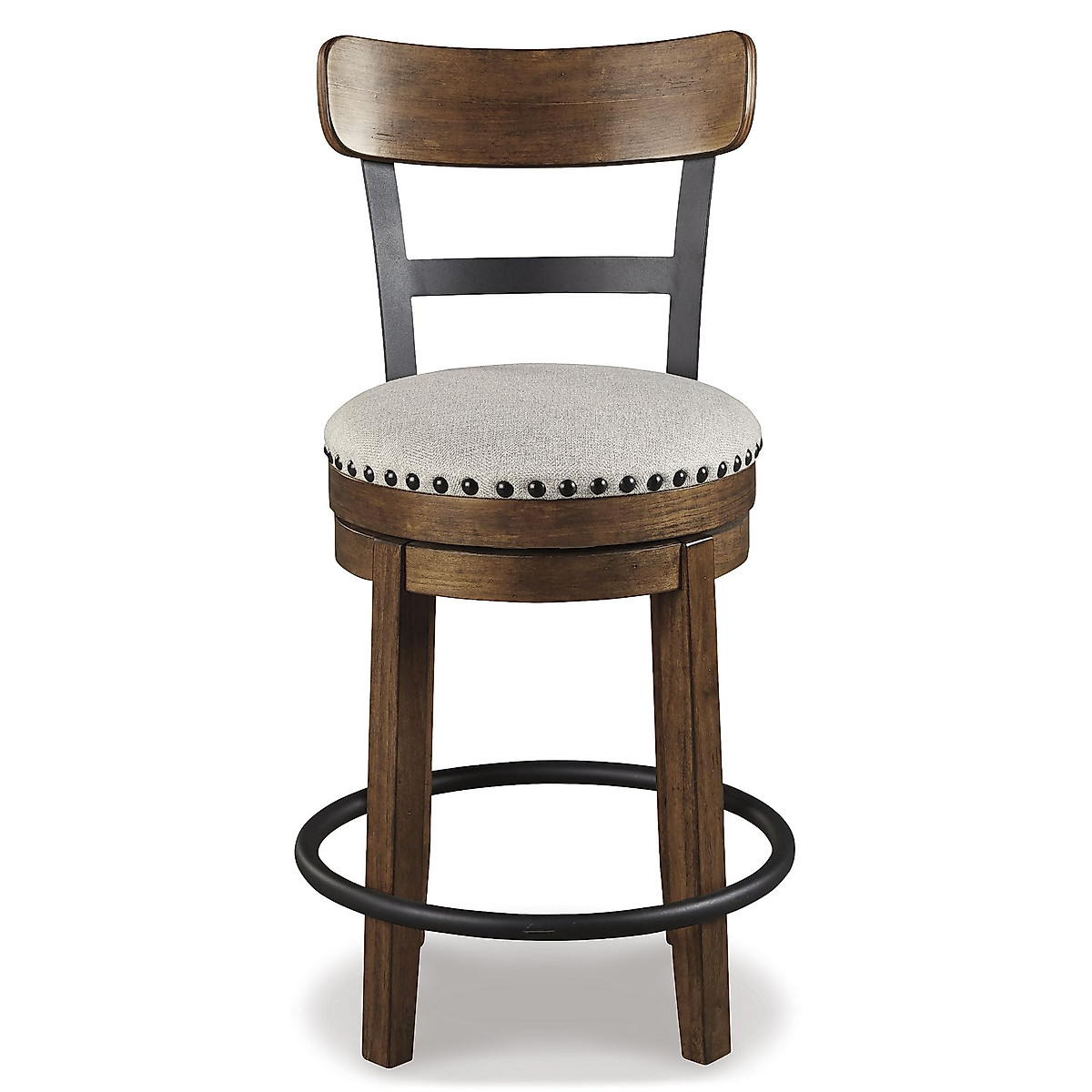 Signature Design by Ashley Valebeck Rustic Farmhouse 24.5” Counter Height Swivel Bar Stool, Brown