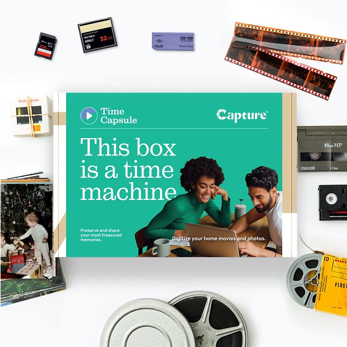 Digitization Shipping Kit – Service to Transfer 8 Items of Analog Media to Digital and USB Output | VHS Video to Digital | 8mm Film to Digital | Photo Digitization | Digitize Memories Conveniently