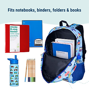 Wildkin 16-Inch Kids Backpack for Boys & Girls, Perfect for Elementary School Backpack, Features Padded Back & Adjustable Strap, Ideal Size for School & Travel Backpacks (Trains, Planes, and Trucks)