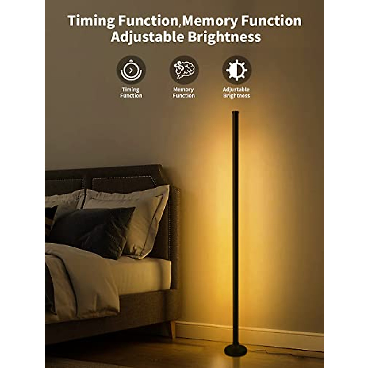 ELINKUME RGB LED Corner Floor Lamp - Smart Control & Music Sync