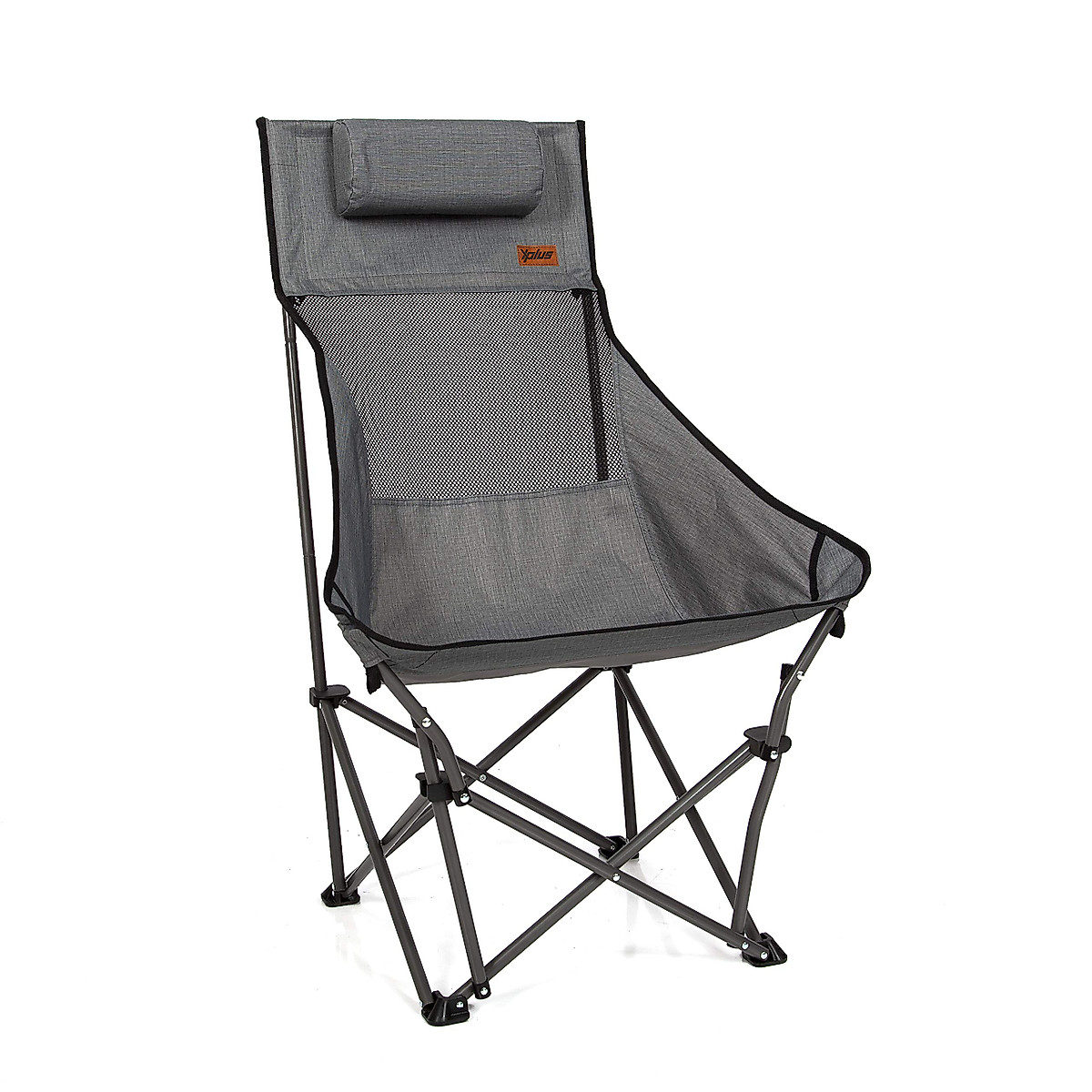 MacSports XP High-Back Folding Camping Chair | Outdoor Back/Lumbar Support, Lightweight (Weighs Under 6lbs), Heavy Duty (Supports 225lbs), for Camping Hiking Gaming Backpacking Sports Hunting (Gray)