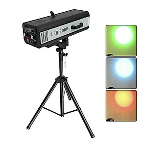 LED Follow Spotlight with Stand, 200W Stage Follow Spot Light Manual Control DJ Led Lighting Follow Spot Spot Beam Lights for Disco Party Clubs Stage Effect