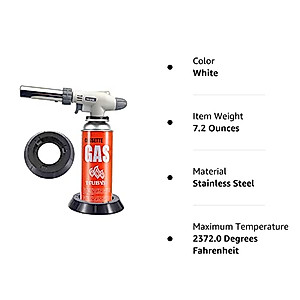 Butane Torch Kitchen Blow Lighter - Japan's Original Culinary Torches Head Chef Cooking Professional Adjustable Flame with Stabilizing Stand for Creme Brulee, Baking, BBQ (Butane Fuel Not Included)