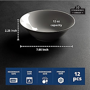 10 Strawberry Street 7" Catering Round Cereal Bowl, Set of 12 White