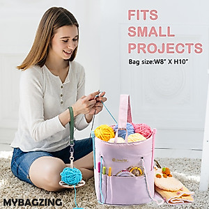 MYBAGZING Cute Crochet Bag with Wrist Yarn Holder for Crocheting - Portable Yarn Bag - Crochet Bag Organizer- Crochet Storage Bag with Pockets for Crochet Accessories- Crochet Travel Bag- Crochet Gift
