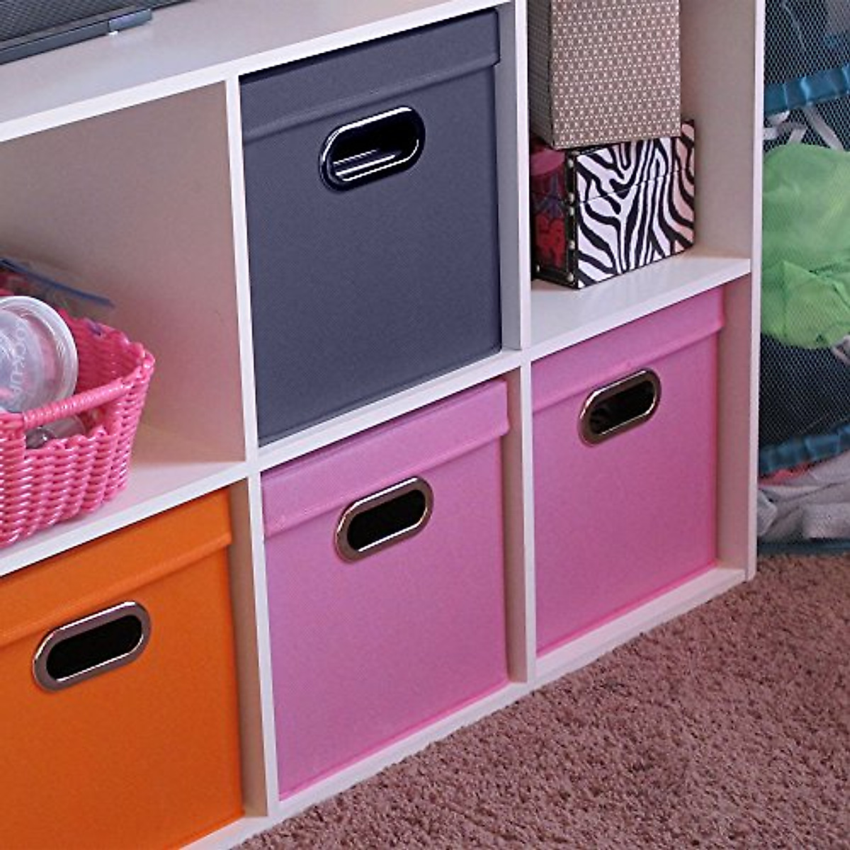 Household Essentials 33-1 Decorative Storage Cube Set with Removable Lids | Navy | 2-Pack