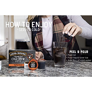 Java House Cold Brew Coffee Concentrate Single Serve Liquid Pods, Sumatran, 12 Count