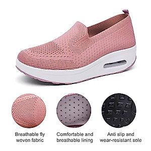 Teamoda Orthopedic Walking Shoes for Women, Slip-On Light Air Cushion Mesh Up Stretch Platform Orthopedic Sneakers for Arch Support, Black, 8.5 Wide
