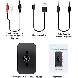 Bluetooth Transmitter Receiver, 2-in-1 Wireless Bluetooth Audio Adapter, 3.5mm AUX RCA Adapter, RCA Bluetooth Adapter for TV/Car/PC/Headphones Home Stereo System