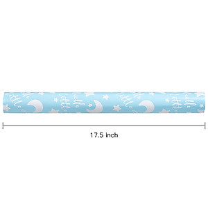 RUSPEPA Reversible Wrapping Paper Roll - Mini Roll - Baby Boy Blue Pattern Great for Baby Shower, Birthday, Party - 17.5 Inches X 32.8 Feet