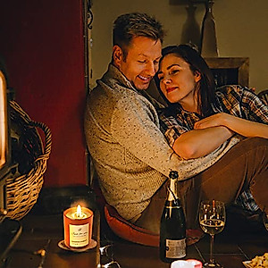 CONNOO 15 Pack 7 oz Amber Glass Candle Jars with Bamboo Lids for Making Candles, Empty Candle Container Tins with Carving Lids and Labels, Bulk Candle Tins