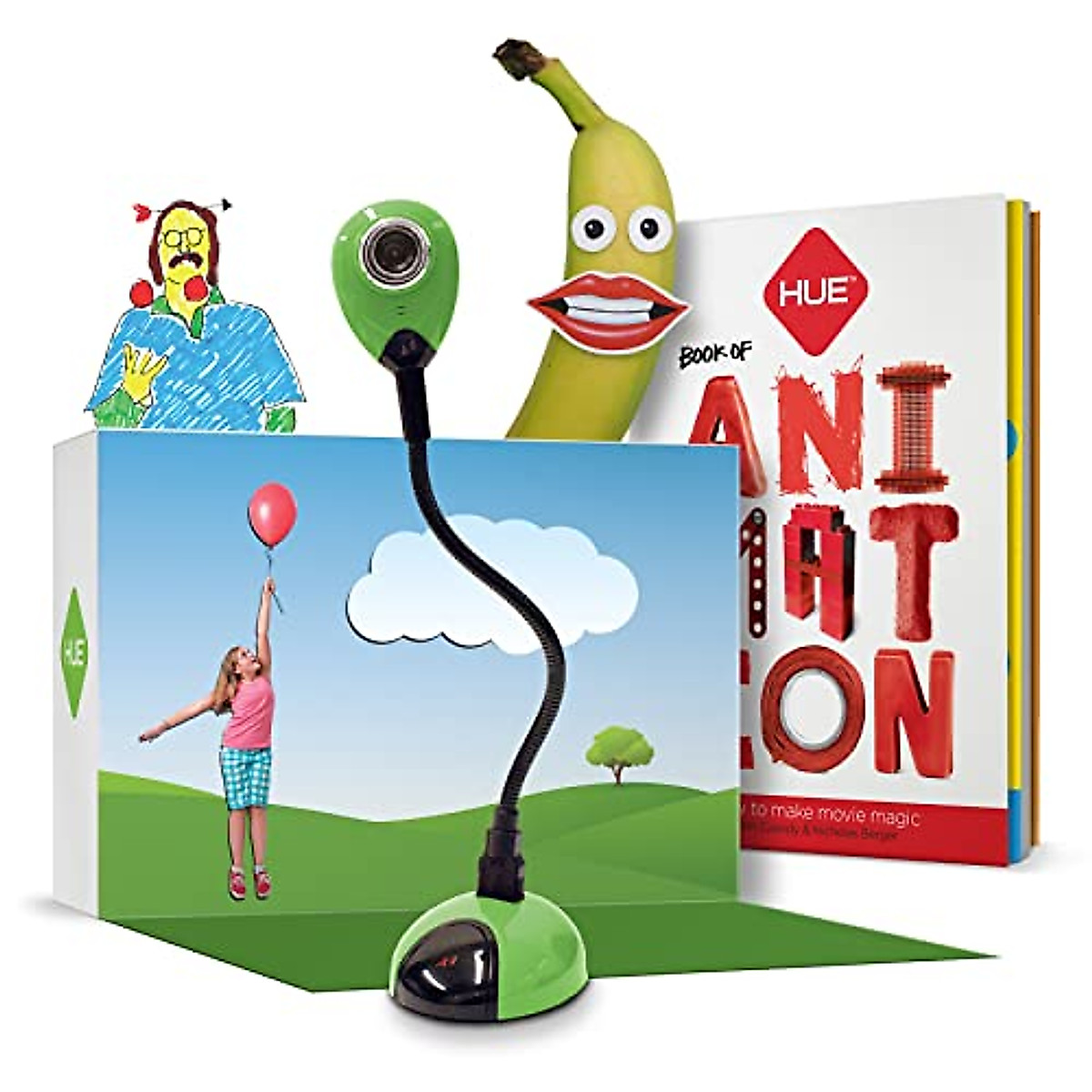 HUE Animation Studio: Complete Stop Motion Animation Kit (Camera, Software, Book) for Windows/macOS (Green)