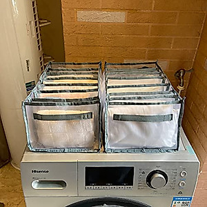 MACAJICHO Wardrobe Clothes Organizer, 2PCS Clothes Organizer for Folded Clothes Washable Mesh Nylon Baby Clothes Organizer, Drawer Organizer for Clothes, T-shirts, Socks, Jeans, Bra（Grey, 7 Grids)