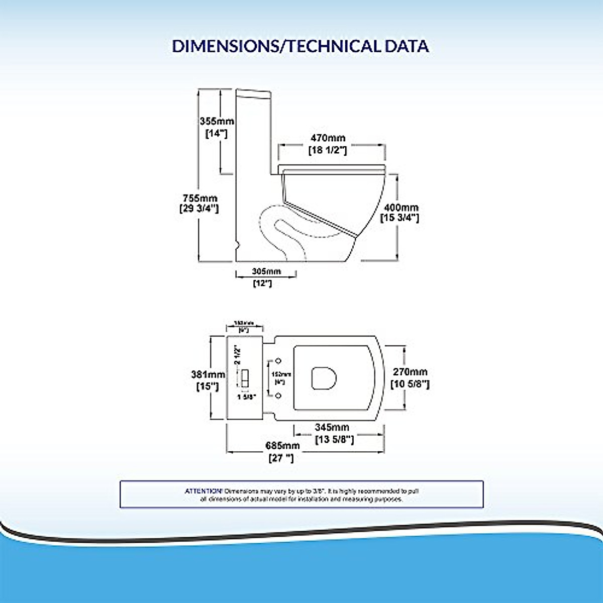 WOODBRIDGE Modern Square Design One Piece Dual Flush 1.28 GP Toilet, Chair Heightwith Soft Closing Seat, Chrome Button B0920-CH, White