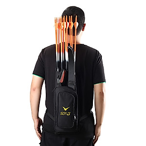 FENJANER Archery Back Arrows Quiver 4-Tubes Back Field Quiver Arrow Holder Shoulder Hanged Hunting Target Shooting Quiver with Front Pockets
