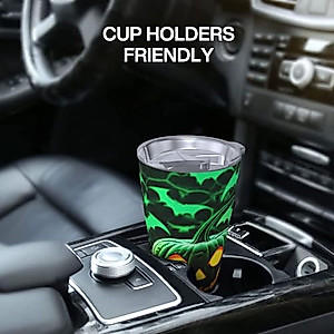 Green Ghost Horror Halloween 20oz Insulated Stainless Steel Tumbler With Lids And Straws, Double Wall Vacuum Travel Coffee Mug, Thermal Cup For Cold & Hot Drinks, Reusable Metal Straw & Brush