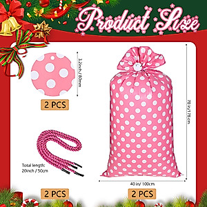 Sabary 2 Pcs 70 x 40 Inch Large Gift Bags Jumbo Huge Giant Gift Bags Plastic Thicken Oversized Bags for Treat, Goodies, Party, Gift Wrapping Supplies (Pink White Dots)