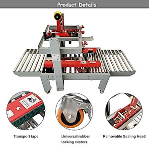 Banfluxion 110V 180W Left-and-Right Drive Double-Flap Tape Sealing Machine for Small Box Automatic Box Carton Packing Sealer 35-50mm Tape Width 0-18m/min