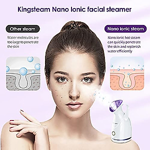 Kingsteam Facial Steamer - Nano Ionic Face Steamer Warm Mist Steamer for Face Home Sauna SPA, Face Humidifier Steamer for Facial Deep Cleaning Unclogs Pores, with Aromatherapy Kit (Purple)