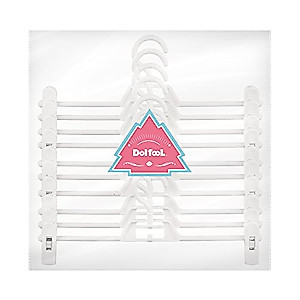 DOITOOL Skirt Hangers with Clips and Strap Hooks, 10Pc Adjustable Space Saving Pants Hanger, Plastic Kids Coat Clothes Garment Top Clip Hangers for Closet Organizer, 360-Rotating Swivel Hook (White)