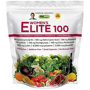 ANDREW LESSMAN Multivitamin - Women's Elite-100 120 Packets – 40+ Potent Nutrients Plus 100mg Each Coenzyme Q10, Alpha Lipoic Acid, Resveratrol, EGCG, Pomegranate, Citrus Bioflavonoids. No Additives