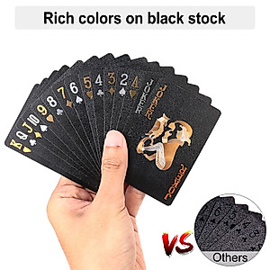 LotFancy Plastic Playing Cards, 2 Decks of Cards with Plastic Cases, Waterproof, Black Poker Cards for Magic Tricks Pool Beach Card Games, Cool Gadgets Gift for Men Adults