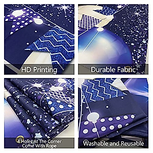 P.G Collin Happy 60th Birthday Banner Backdrop Sign Background 60 Birthday Party Decorations Supplies for Him Men 6 x 4ft Blue Purple, Blue White