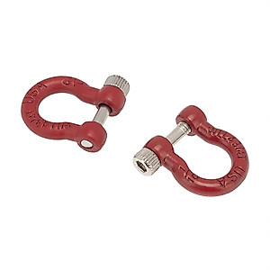 BOLIDORC 1:10 RC Tow Shackles D-Ring Trailer Buckles for 1/10 Scale RC Rock Crawler SCX10 Tamiya CC01 TRX4 D90 D110 RC Car Truck Accessories (4 PCS Red)