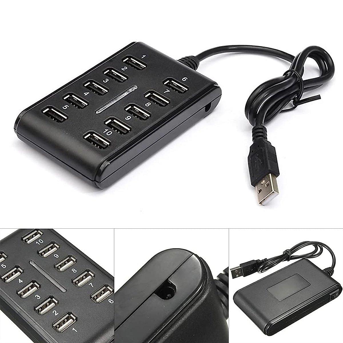 SHYPT High Speed 480 Mbps USB 2.0 Hub 10 Port Multi Personal Computer USB Hub Portable USB Splitter