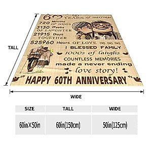 ZORKET 60th Wedding Anniversary Blanket Gifts for Couple Parents Ideas 60"x50"