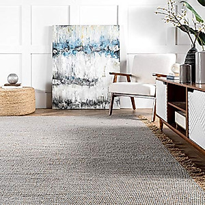nuLOOM Flatweave Natural Fiber Fenella Area Rug, 6' x 9', Grey