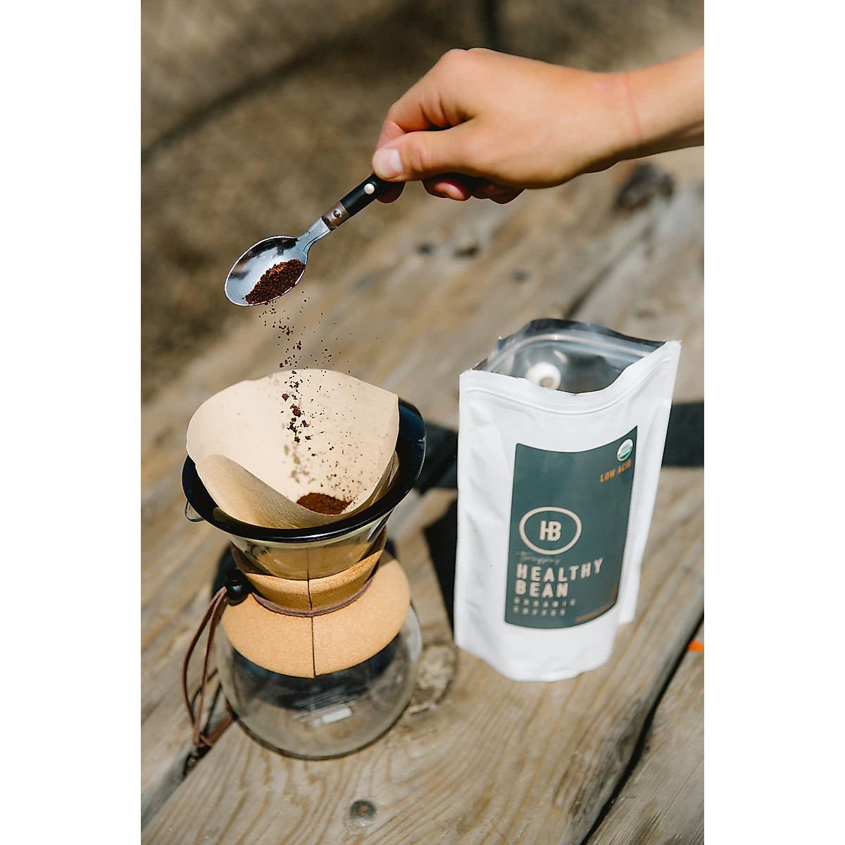 Healthy Bean Coffee - Organic Espresso Ground Coffee - Low Acid Coffee Grounds, Strong, Rich Flavor Clean Coffee, Healthy Coffee - USDA Organic Ground Espresso, Mycotoxin Free Coffee, 11oz