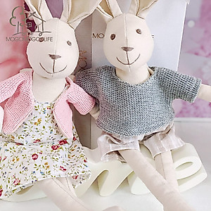 GRANDFINE Luxury Dressed Bunny Girl Stuffed Toys, Lovely Handmade Rabbit Cloth Doll with Flowery Dress,Fresh Valentine's Gift,Little Girl Day Play time Dolly 13''