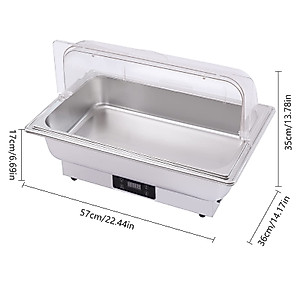DNYSYSJ Electric Chafing Dish, 14L/14Q Commercial Chafing Dish Buffet Set Food Warmer Chafers and Buffet Warmers Chaffing Server Set for Dining Parties Wedding, Stainless Steel+PC (14L, 1 Tray)