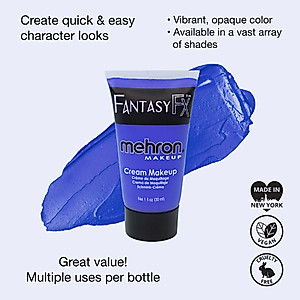Mehron Makeup Fantasy FX Cream Makeup | Water Based Halloween Makeup | Blue Face Paint & Body Paint For Adults 1 fl oz (30ml) (Blue)